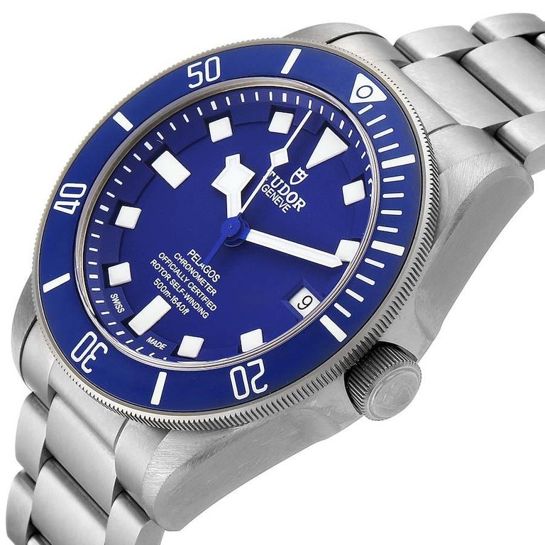 Tudor Pelagos Blue Dial Automatic Titanium Men's Watch 25600 Box Papers ...