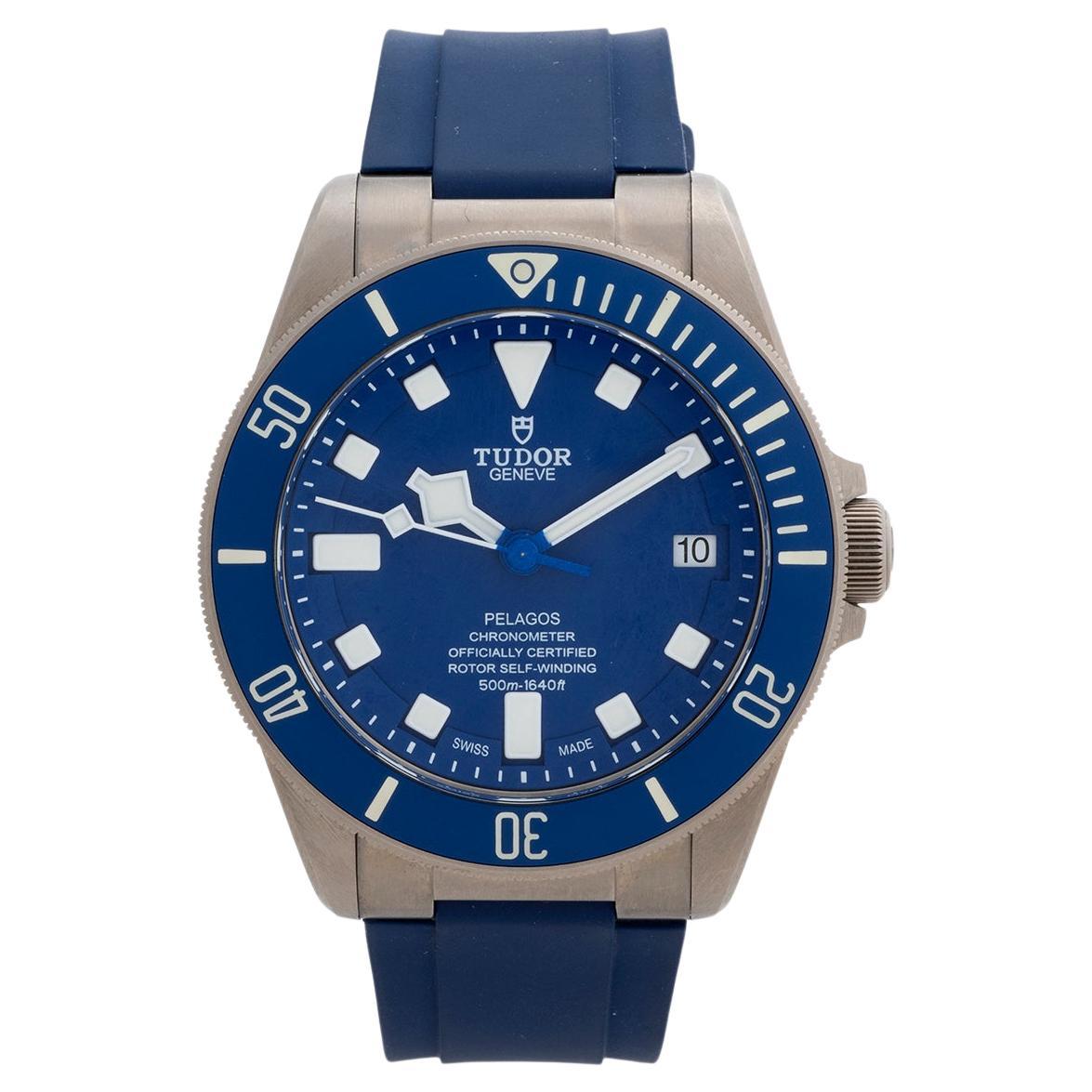 Tudor Pelagos Blue Dial Automatic Titanium Men's Watch 25600 Box Papers ...