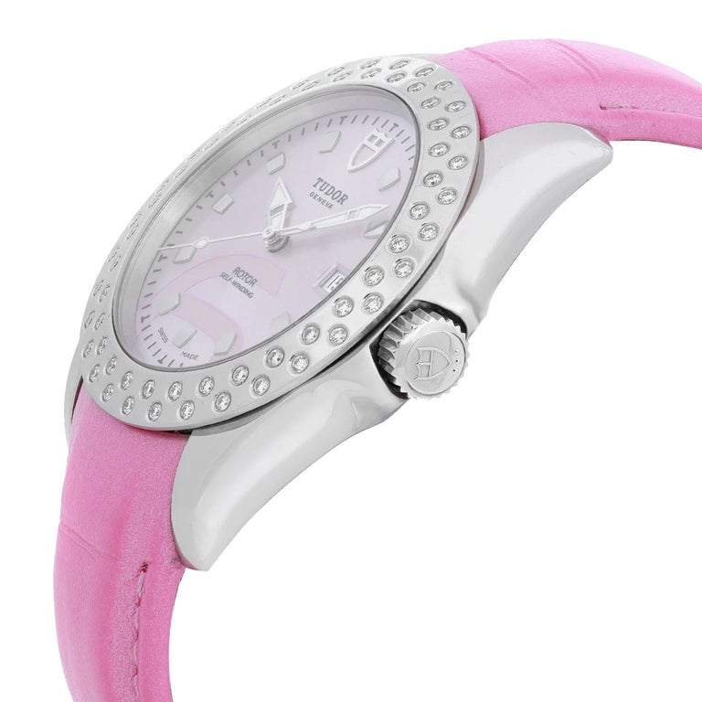Tudor Prince Date Classic Steel Diamond Pink Dial Automatic Ladies ...