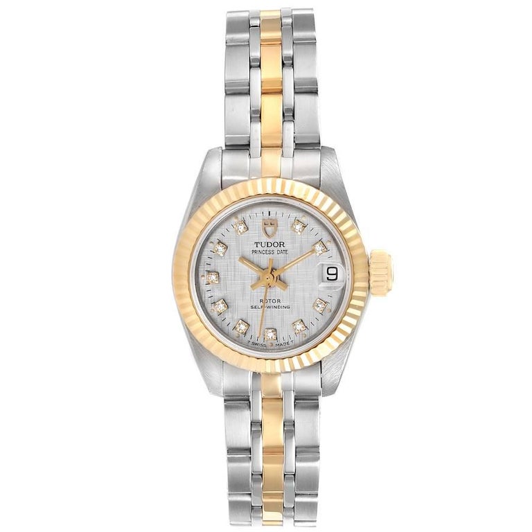 Tudor Princess Date Steel Yellow Gold Silver Diamond Dial Watch 92513 ...