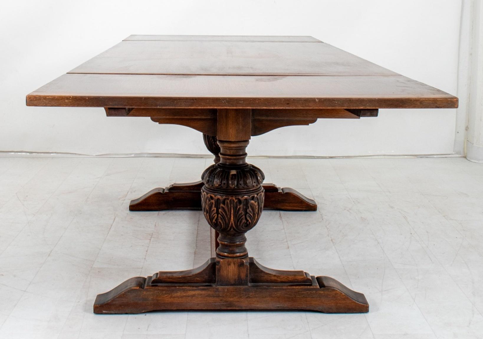 Tudor Revival Oak Dining Table For Sale at 1stDibs