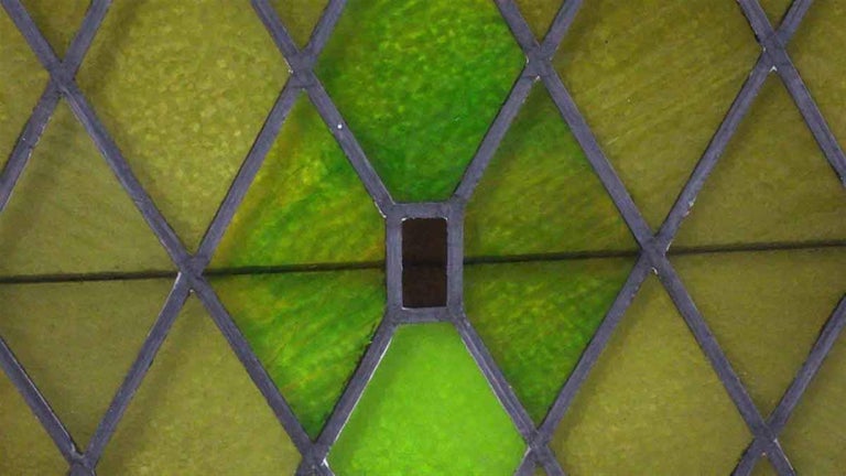 Tudor Style Diamond Pattern Stained Glass Window, circa 1915 at 1stDibs
