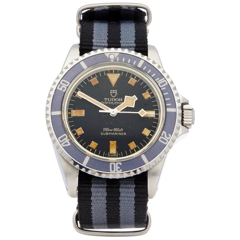 Tudor Submariner Gilt Snowflake PCG Stainless Steel 7016, 1970s at 1stDibs