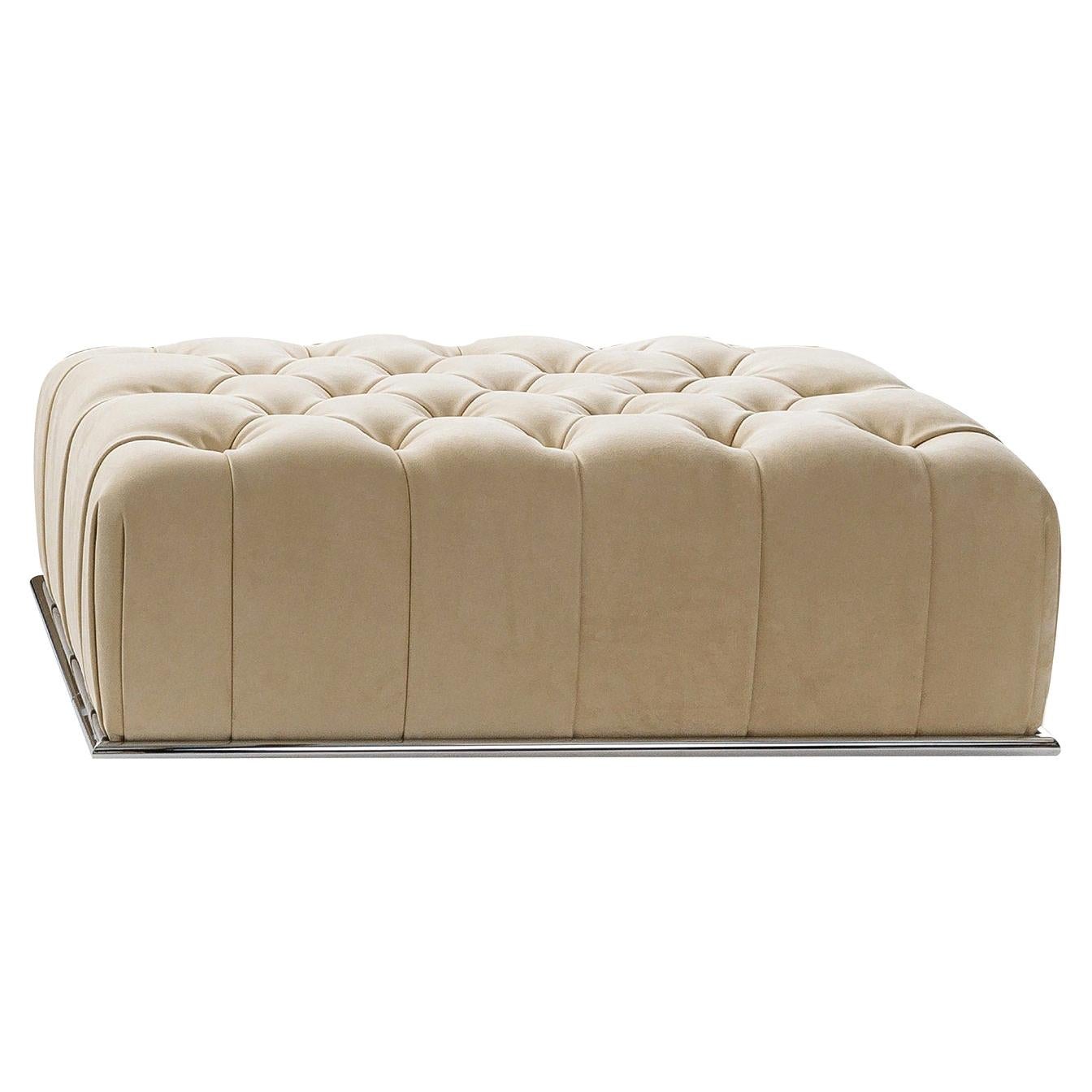 Leather Tufted Ottoman For Sale at 1stDibs