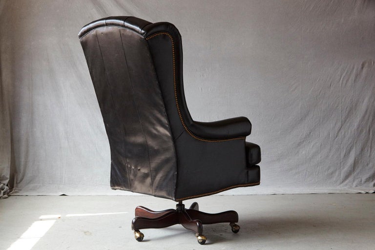 Tufted Black Leather Swivel -Tilt Executive Chair by Hancock and Moore ...