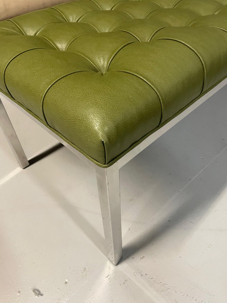 Tufted Leather and Chrome Bench by Lehigh-Leopold in the Style of Ward ...