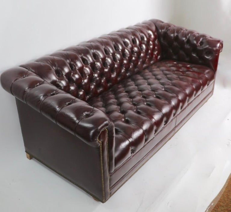 Tufted Leather Chesterfield Box Sofa at 1stDibs