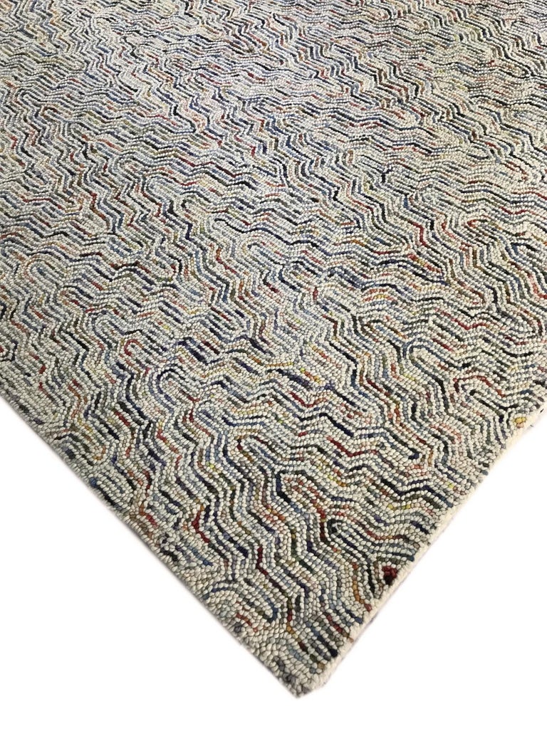 Tufted Multi-Color Indian Wool Area Rug For Sale at 1stDibs