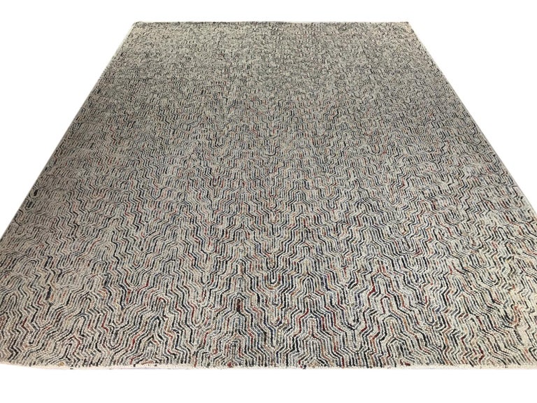 Tufted Multi-Color Indian Wool Area Rug For Sale at 1stDibs