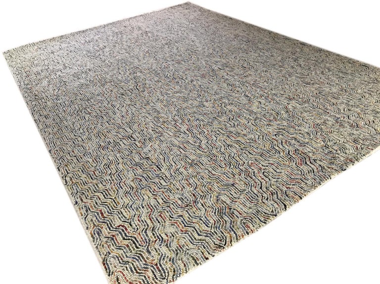 Tufted Multi-Color Indian Wool Area Rug For Sale at 1stDibs