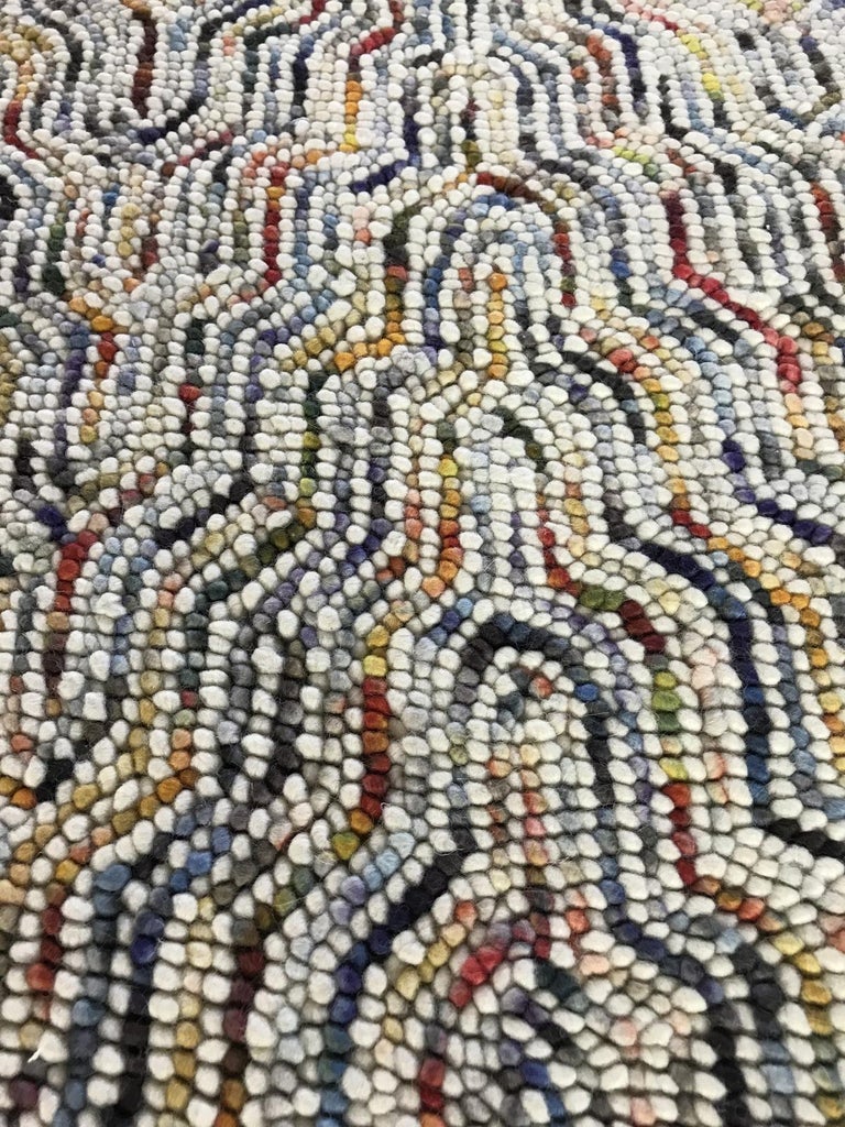 Tufted Multi-Color Indian Wool Area Rug For Sale at 1stDibs