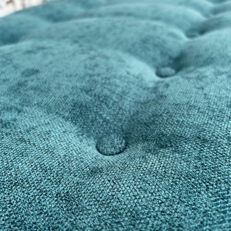Tufted Ottoman / Footstool in Teal For Sale at 1stDibs