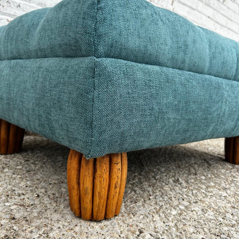 Tufted Ottoman / Footstool in Teal For Sale at 1stDibs