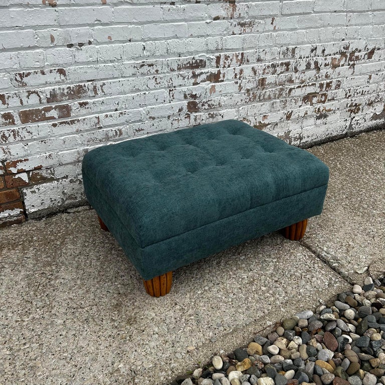 Tufted Ottoman / Footstool in Teal For Sale at 1stDibs