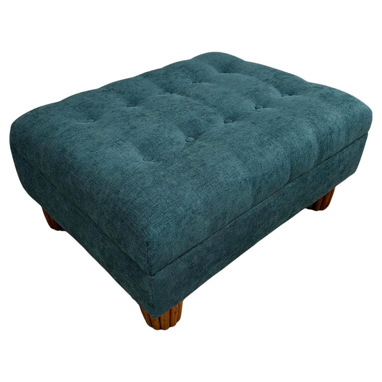 Tufted Ottoman / Footstool in Teal For Sale at 1stDibs