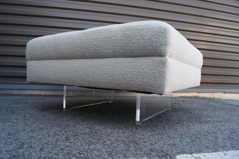 Tufted Ottoman with Lucite Legs at 1stDibs | ottoman acrylic legs ...