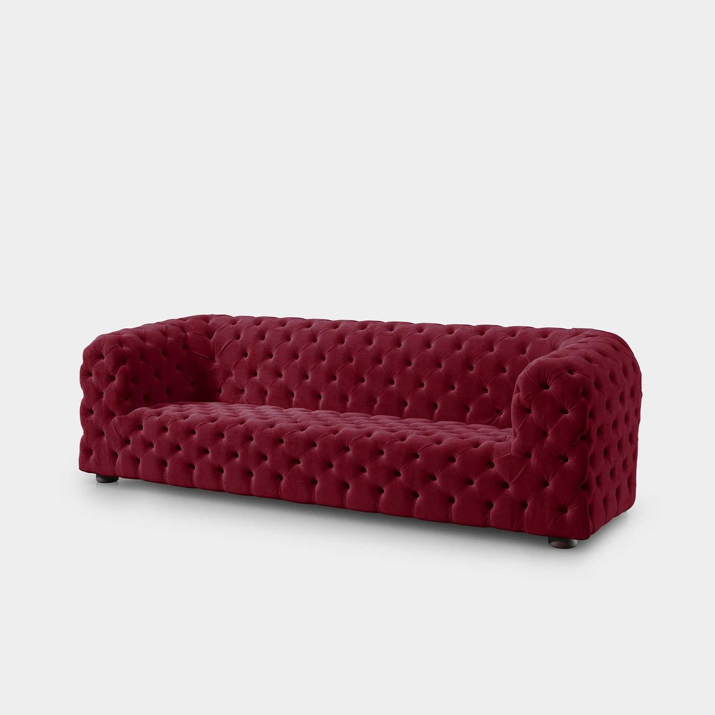 Tufted Rectangular Red Sofa For Sale at 1stDibs