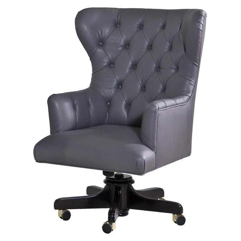 Tufted Wheeled Gray Armchair For Sale at 1stDibs