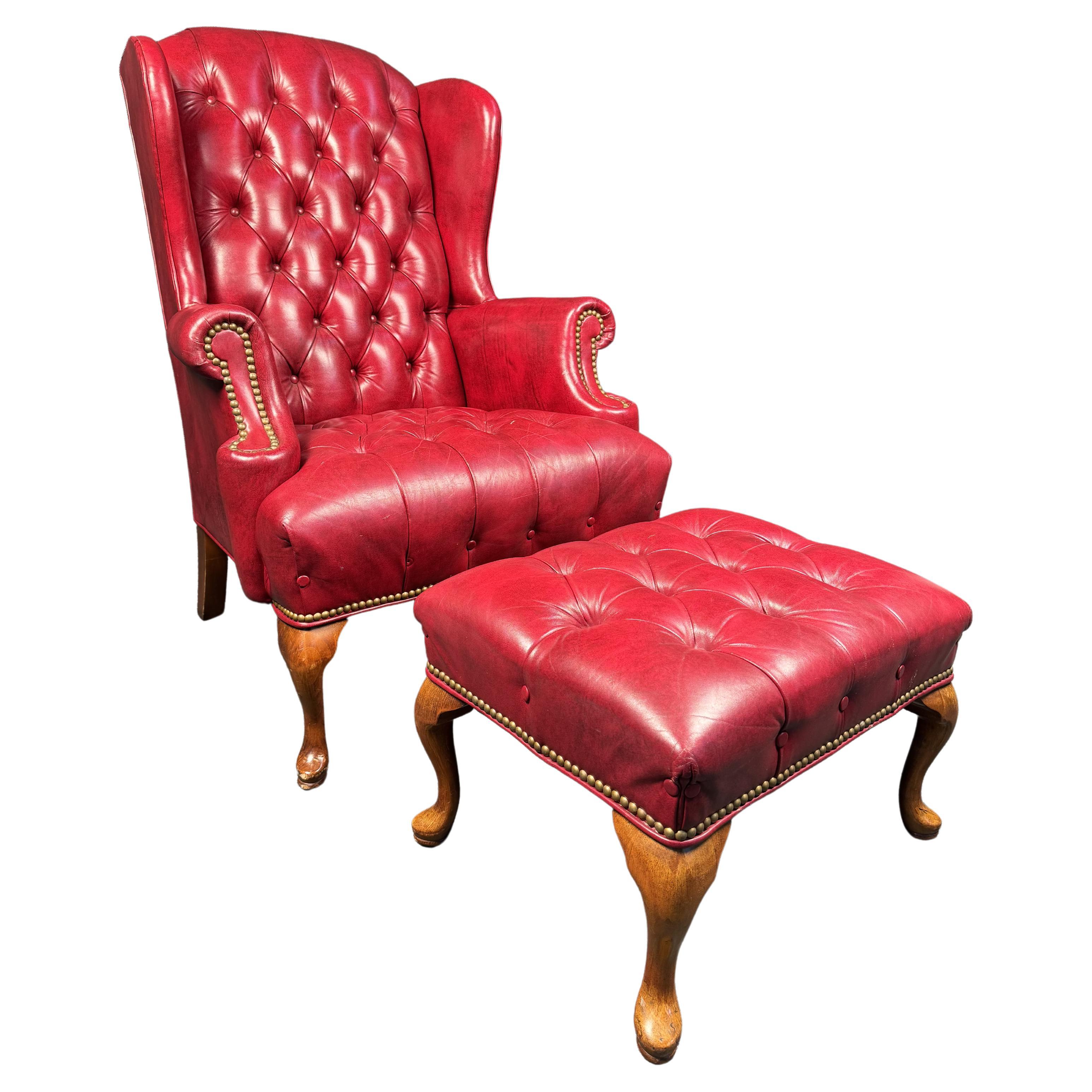 Ralph Lauren Tufted Cigar Leather Wingback Writer's Chair For Sale at ...