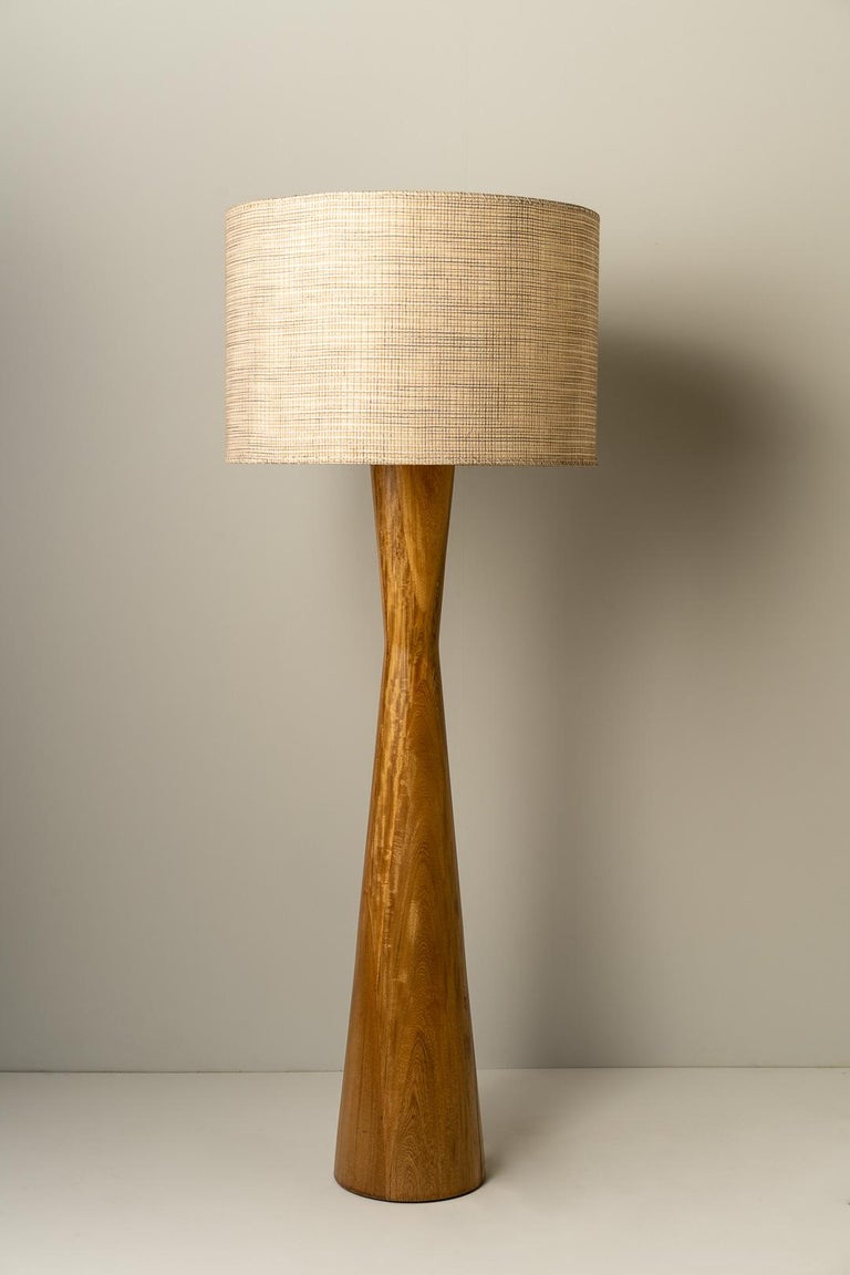 Tulipán Floor Lamp IM w/Rosa Morada Wood, Fiberglass Shade, Made in ...