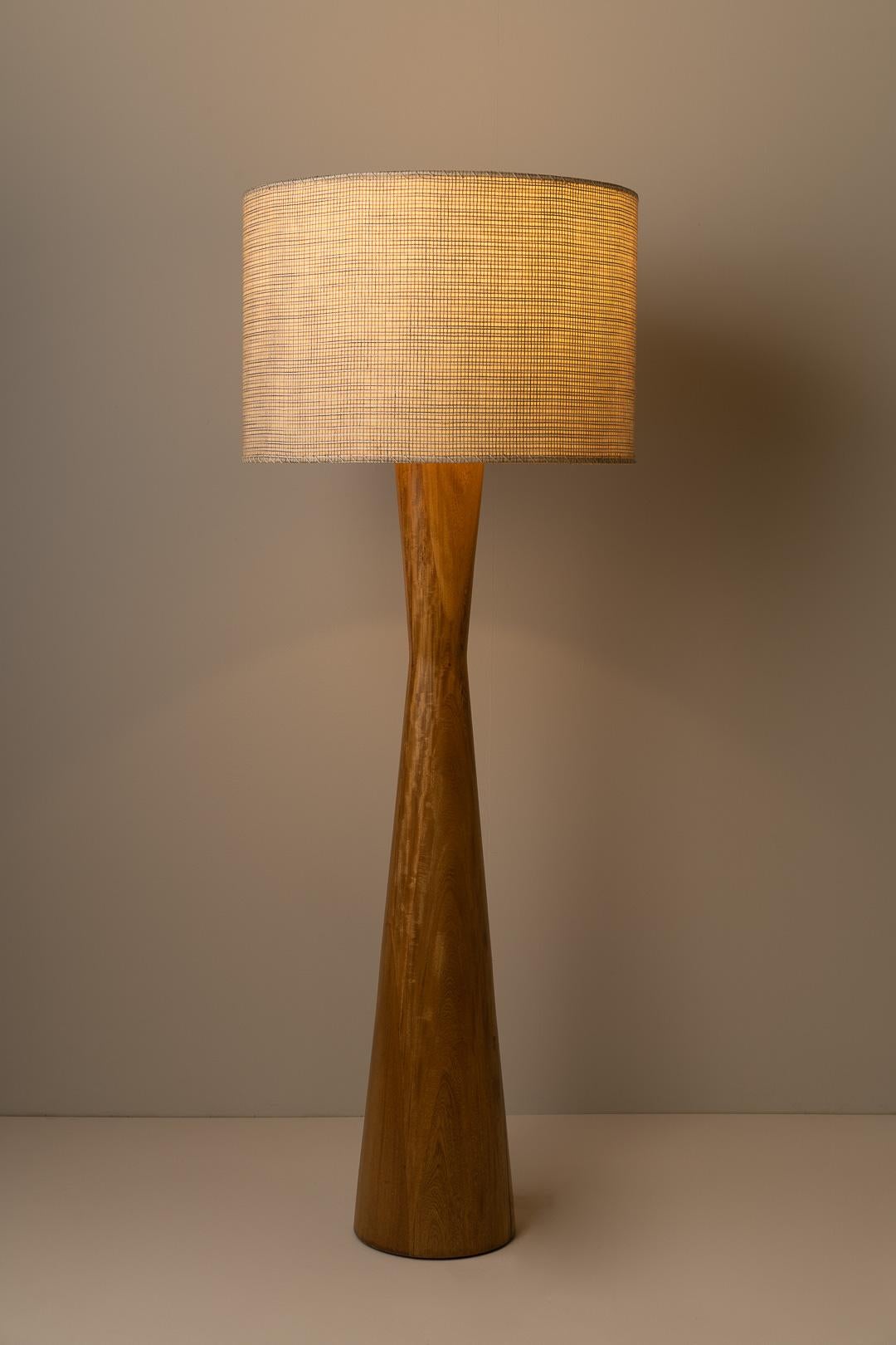 Tulipán Floor Lamp IM w/Rosa Morada Wood, Fiberglass Shade, Made in ...