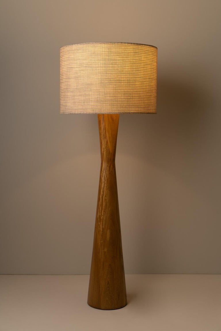 Tulipán Floor Lamp IM w/Rosa Morada Wood, Fiberglass Shade, Made in ...