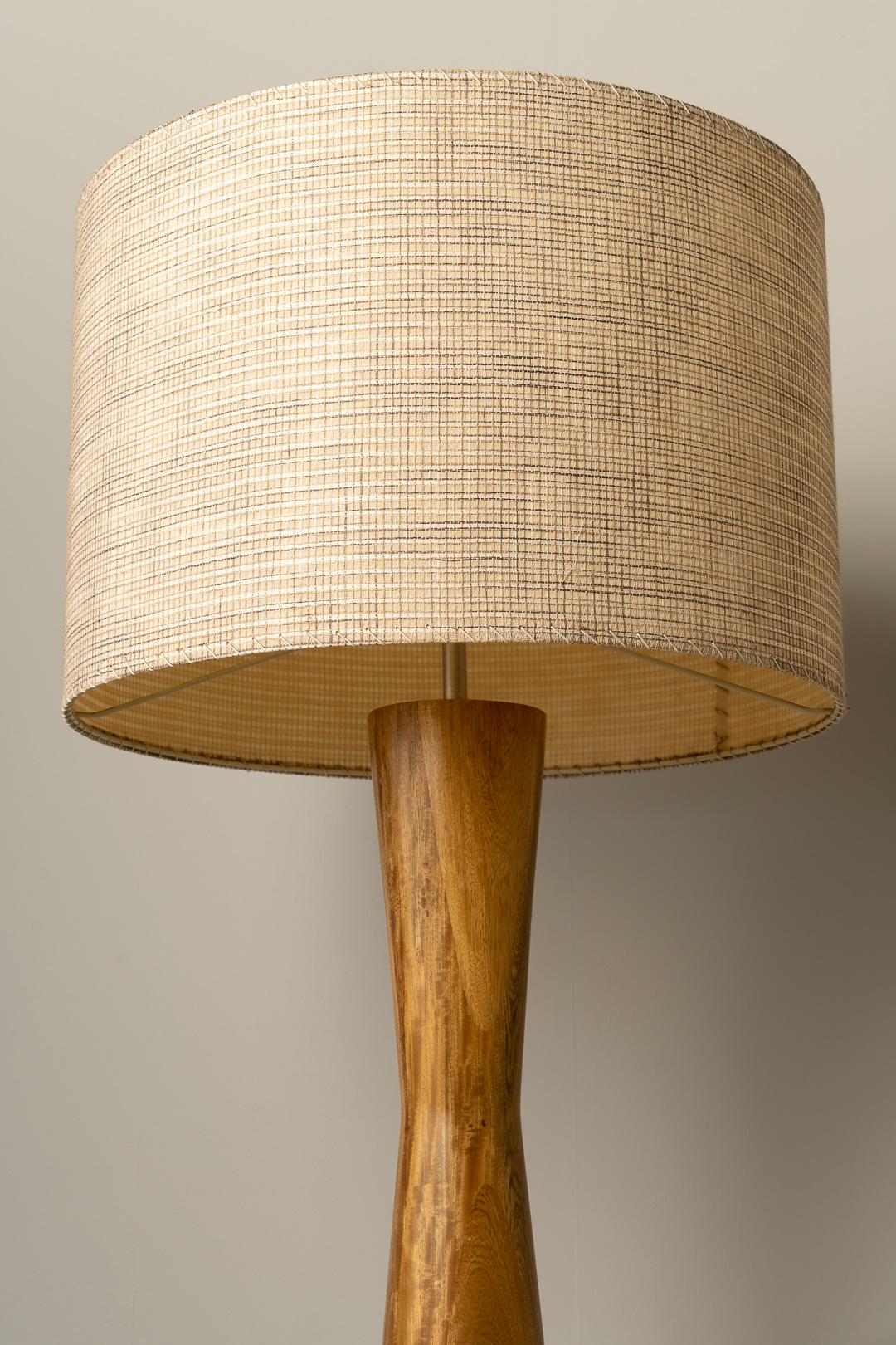 Tulipán Floor Lamp IM w/Rosa Morada Wood, Fiberglass Shade, Made in ...