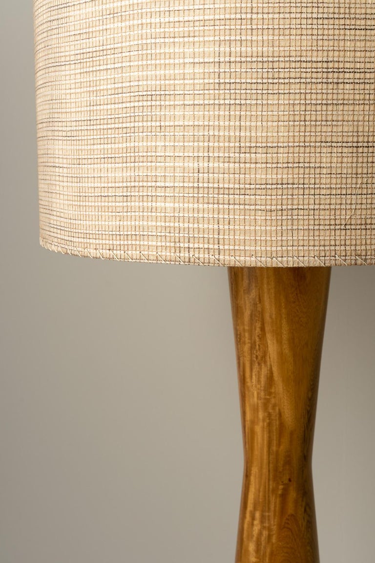 Tulipán Floor Lamp IM w/Rosa Morada Wood, Fiberglass Shade, Made in ...