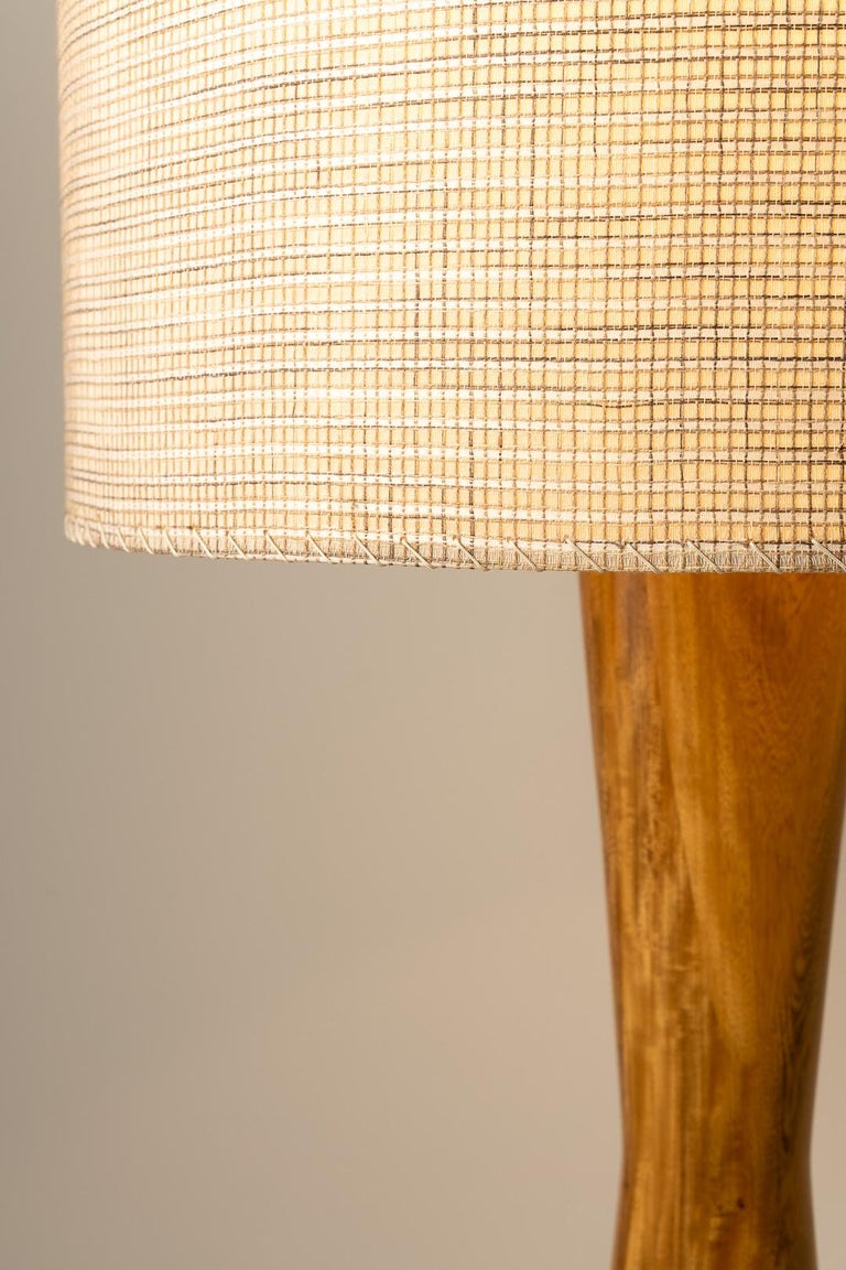 Tulipán Floor Lamp IM w/Rosa Morada Wood, Fiberglass Shade, Made in ...