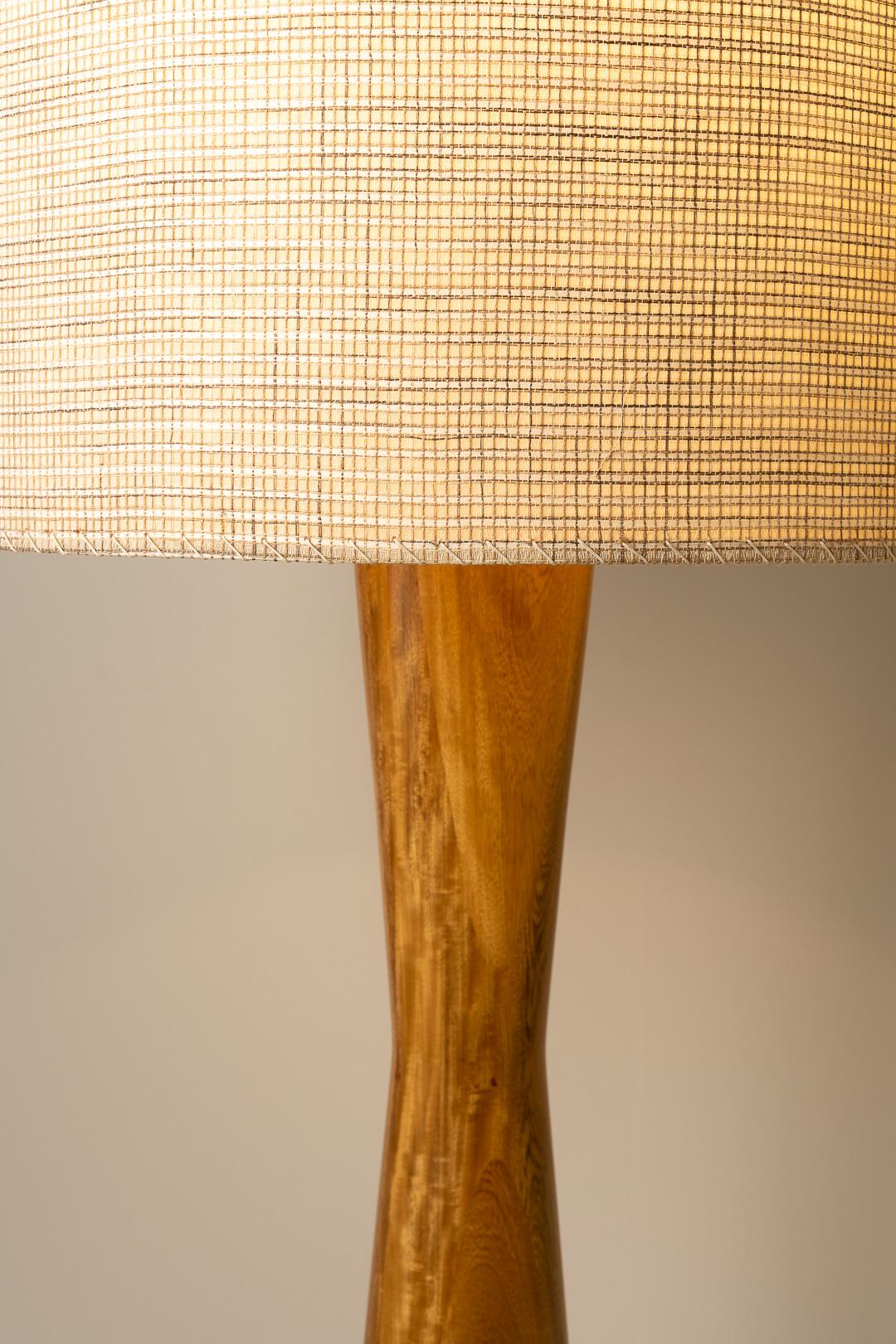 Tulipán Floor Lamp IM w/Rosa Morada Wood, Fiberglass Shade, Made in ...