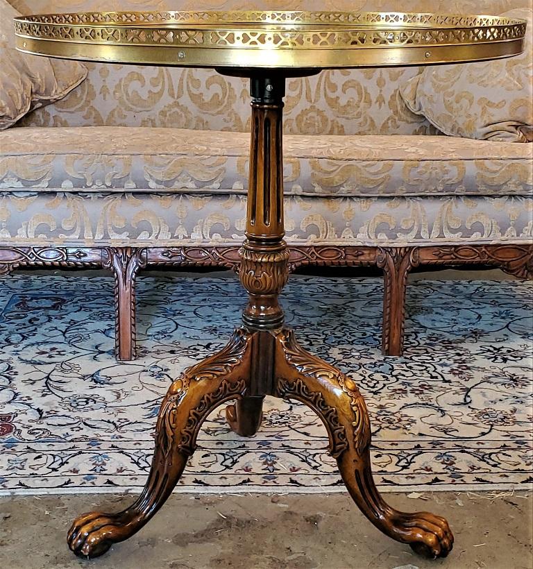 Tumble Block Parquetry Inlay Galleried Walnut Tripod Table at 1stDibs