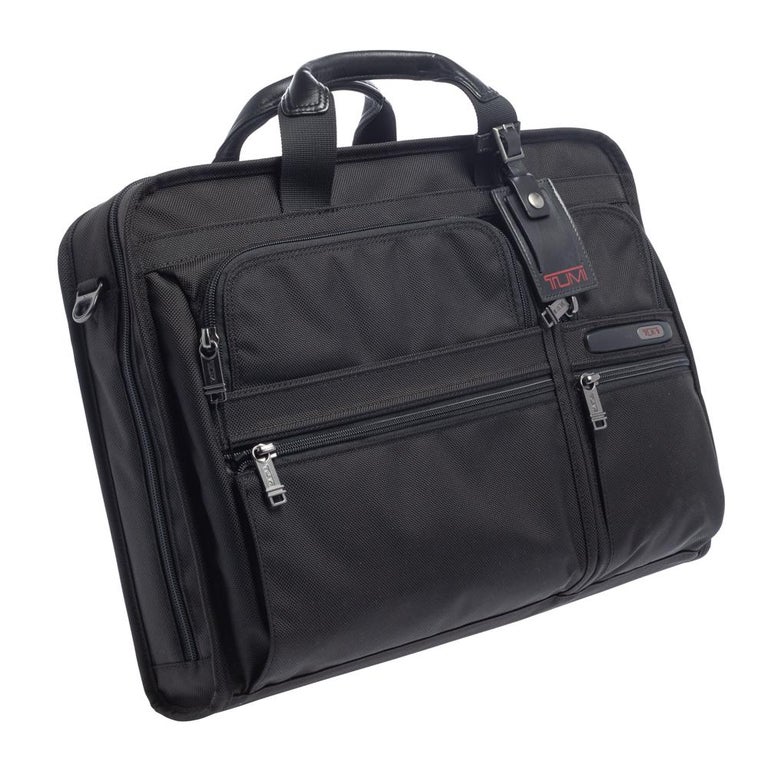 Tumi Black Nylon and Leather Large DFO Compact Screen Laptop Briefcase ...