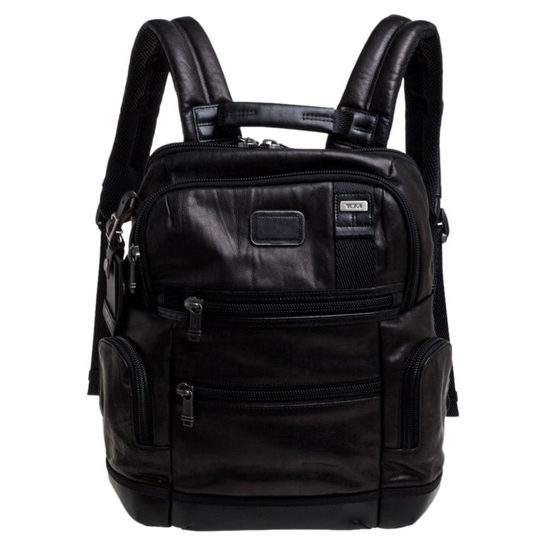 TUMI Dark Brown/Black Leather Alpha Bravo Knox Backpack at 1stDibs