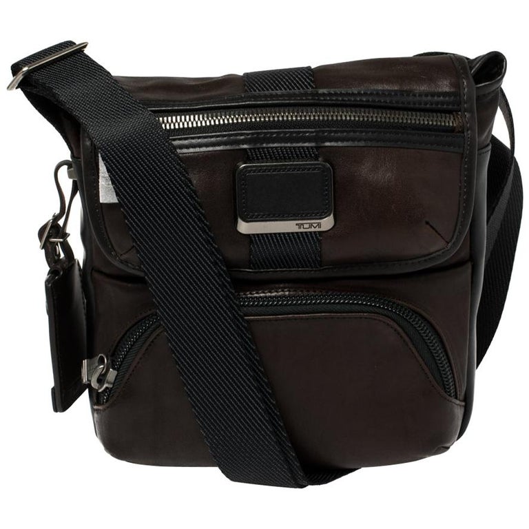 Tumi Dark Brown/Black Leather Barton Crossbody Bag at 1stDibs