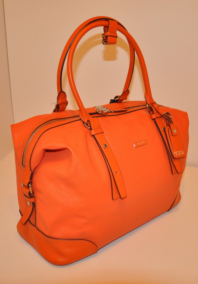 Tumi "Limited Edition" Large Textured Bold Tangerine Double-Handle ...