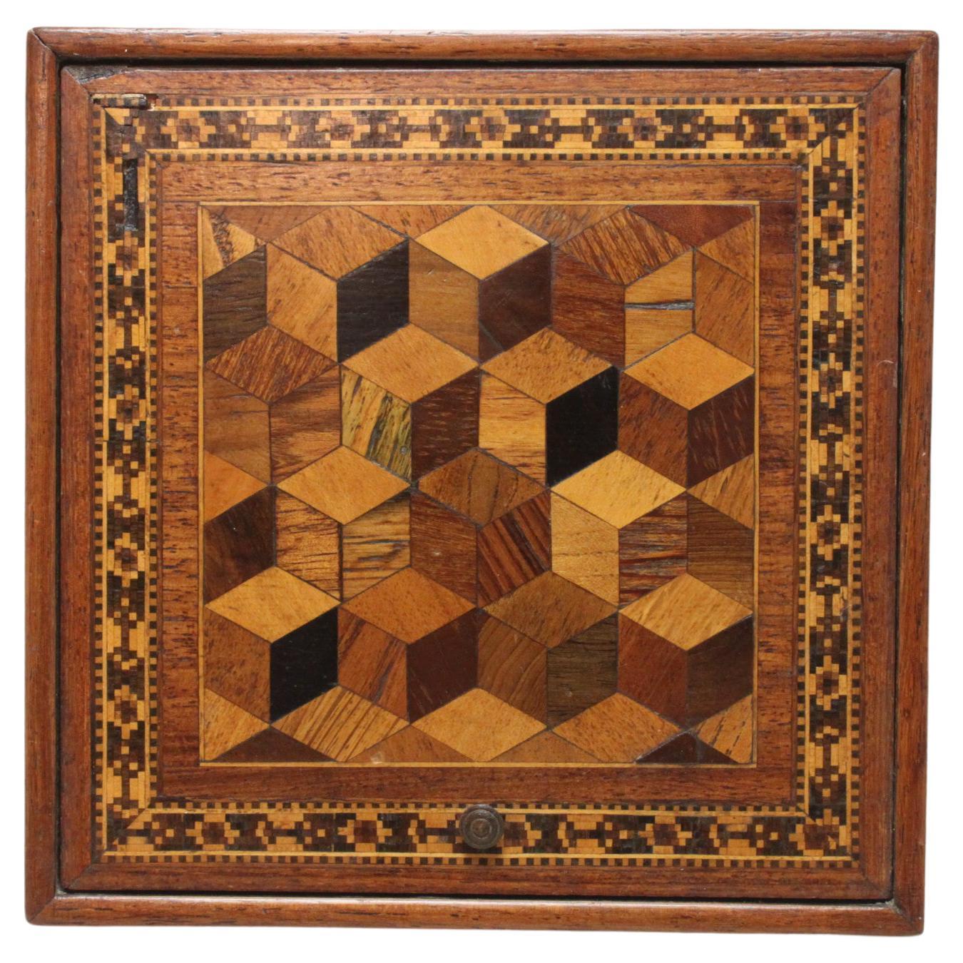 1850 Tunbridge Ware Box with boxwood floral Inla For Sale at 1stDibs