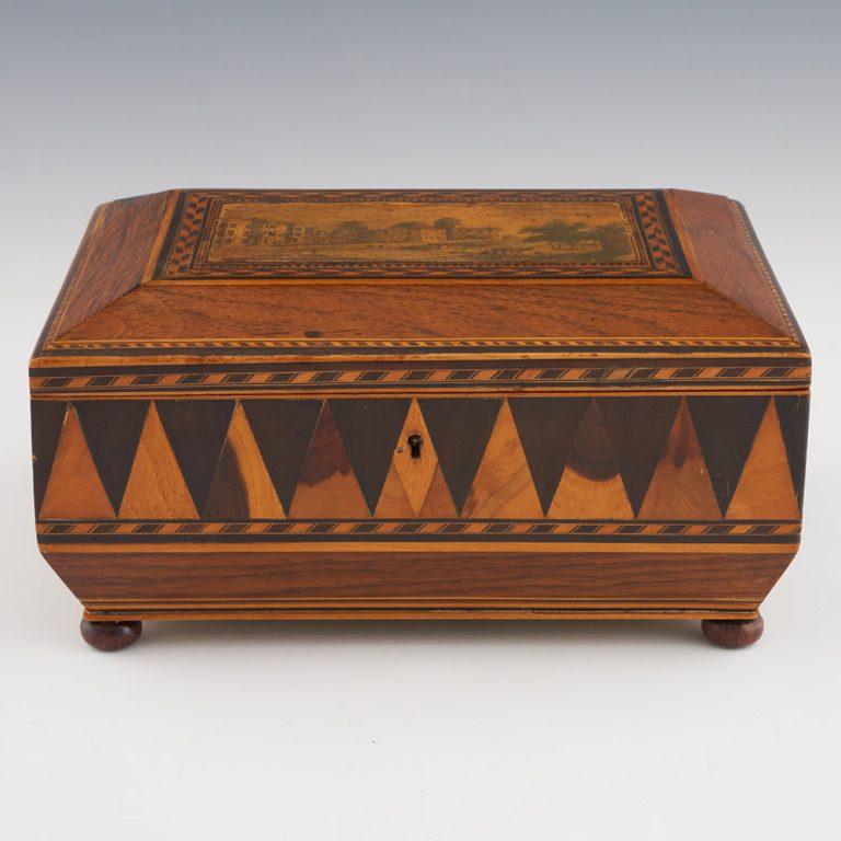 Tunbridge Ware Work Box Transfer and Painted Image c1840 For Sale at ...