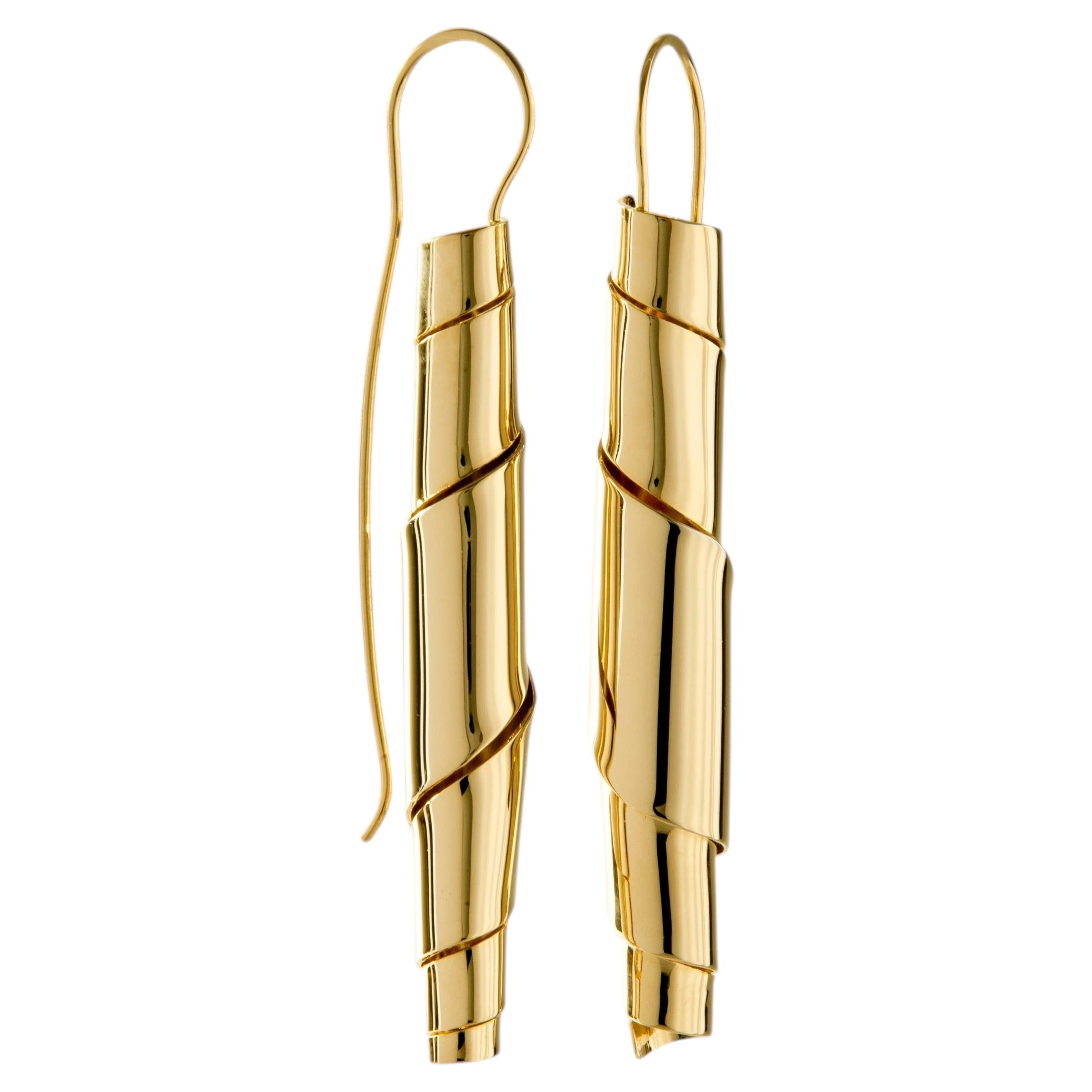 Contemporary 14k Gold Plated Brass Drop Earrings, Oblik Atelier, USA ...