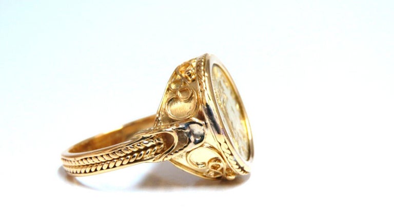 Turkey Coin 18kt Gold Ring Intricate For Sale at 1stDibs