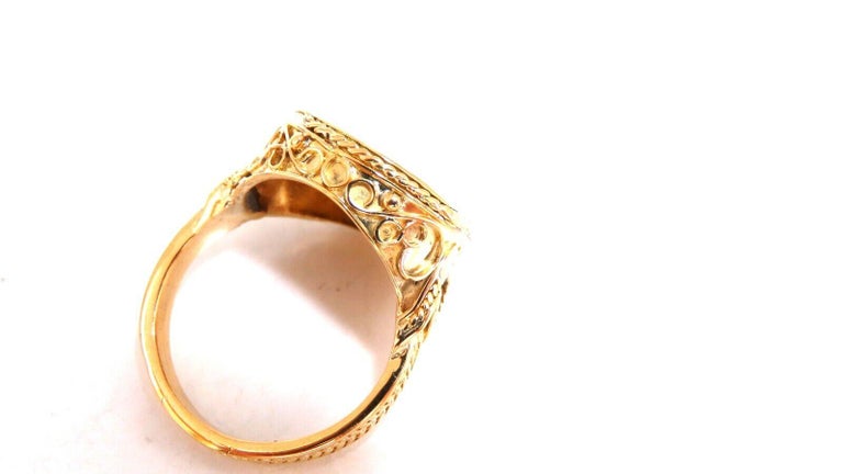 Turkey Coin 18kt Gold Ring Intricate For Sale at 1stDibs