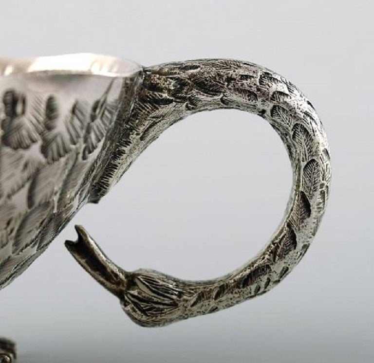 Turkey, Creamer of Silver in the Form of a Bird at 1stDibs