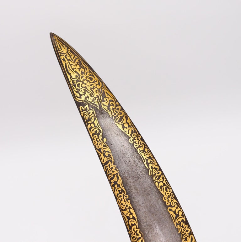 Turkish Arab 1820 Damascene Dagger With Sheath In Forged Steel And 24kt ...