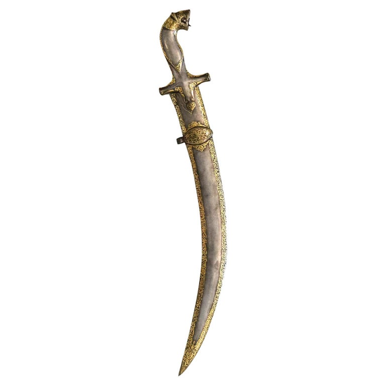 Turkish Arab 1820 Damascene Dagger With Sheath In Forged Steel And 24kt ...