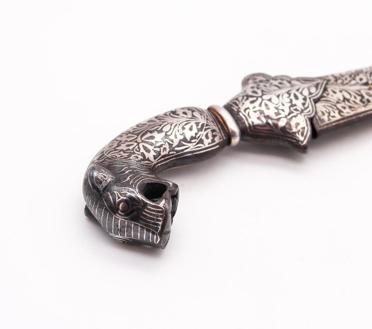 Turkish Arab 1850 Damascene Silver And Niello Waist Short Dagger With ...