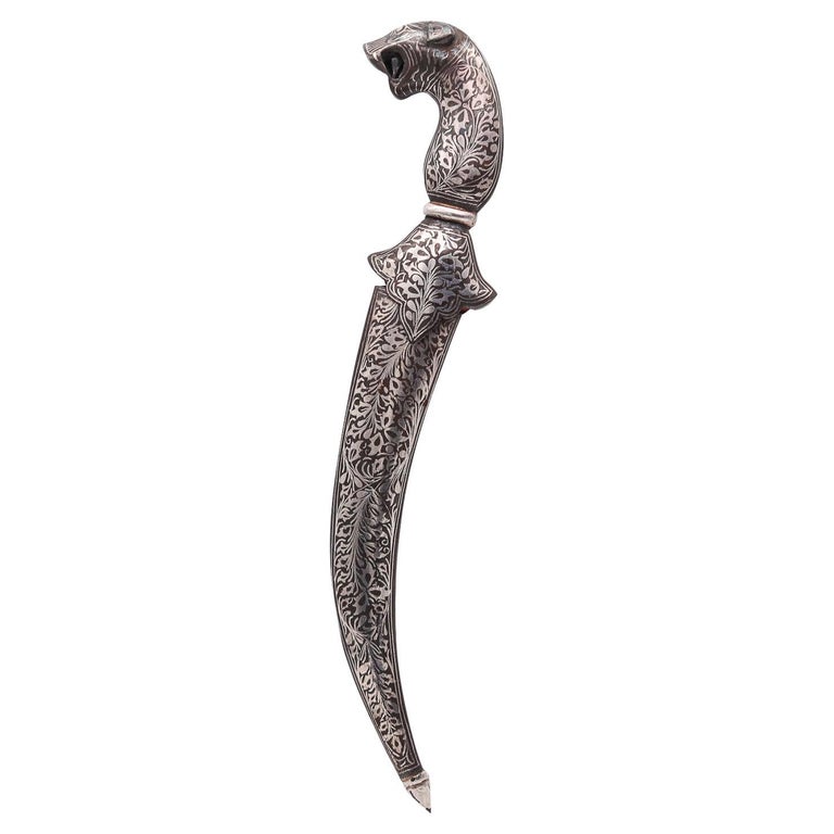 Turkish Arab 1850 Damascene Silver And Niello Waist Short Dagger With ...