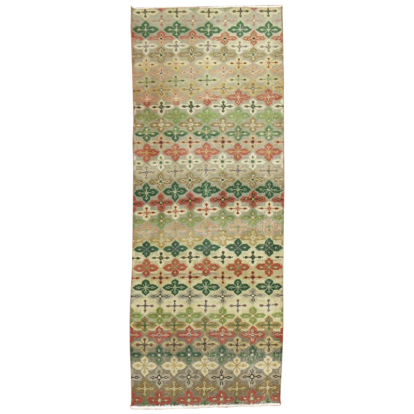 Funky Mid-Century Modern Turkish Deco Runner For Sale at 1stDibs