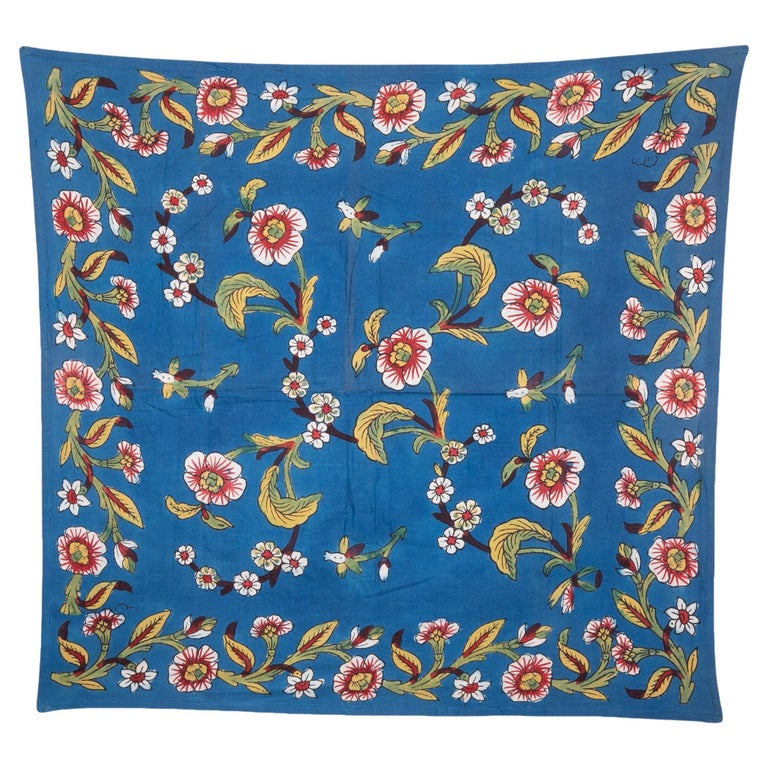 Turkish Hand Block Printed Square Panel, Bokhca, 1st Half 20th Century ...