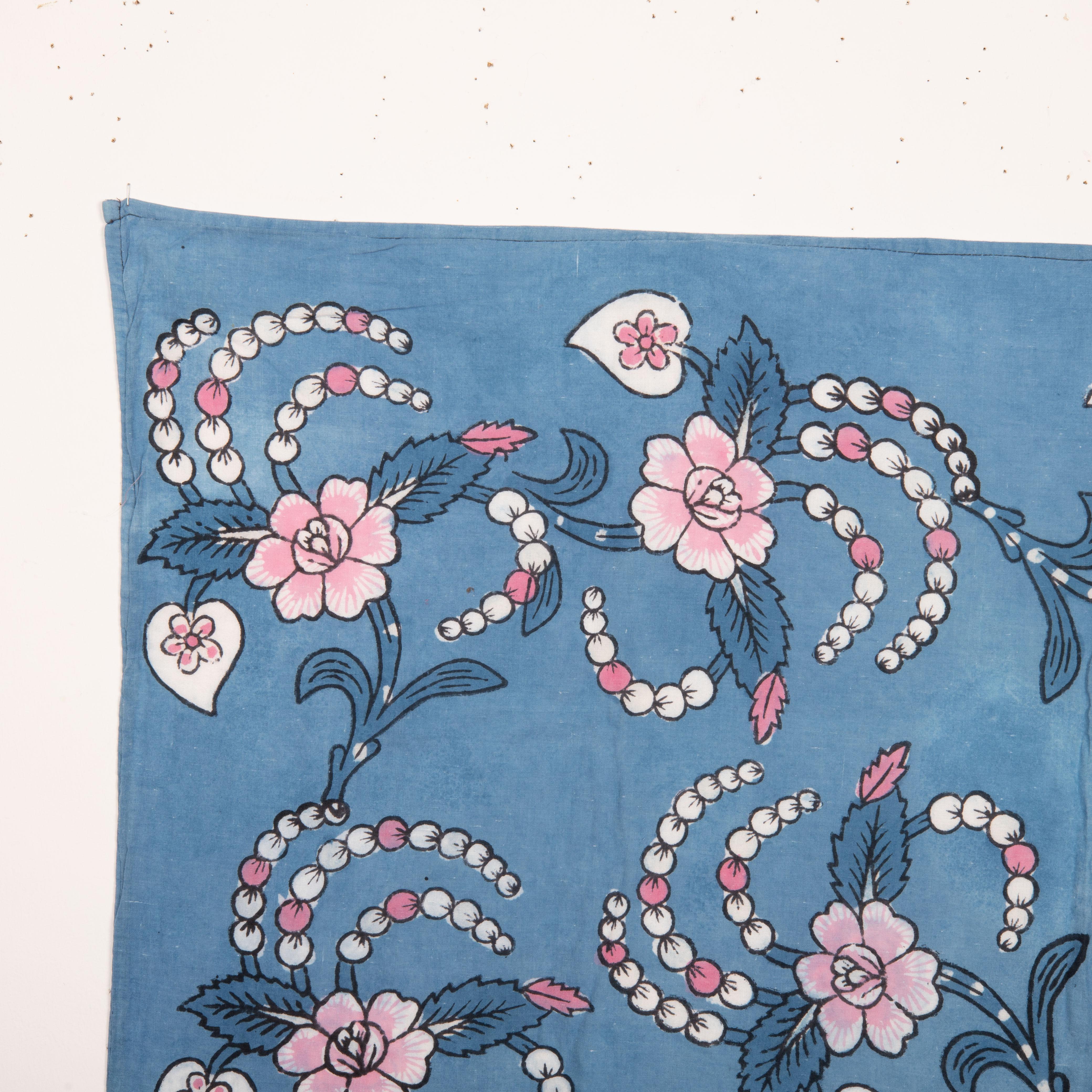 Turkish Hand Block Printed Square Panel, Bokhca, 1st Half 20th Century ...