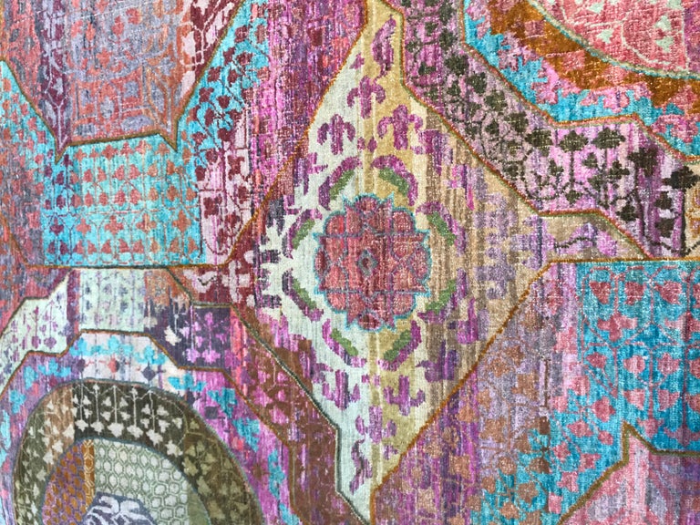 Turkish Mamluk Dynasty Inspired Handknotted Low Pile Oversize Bright ...