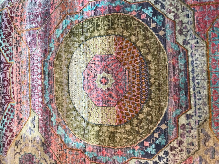 Turkish Mamluk Dynasty Inspired Handknotted Low Pile Oversize Bright ...